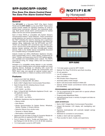 Notifier SFP-5UDC/SFP-10UDC Data Sheet | Manualzz