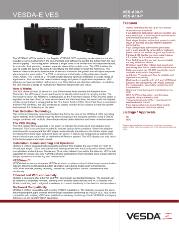 Notifier VESDA-E VES Series Aspirating Smoke Detector Data Sheet | Manualzz