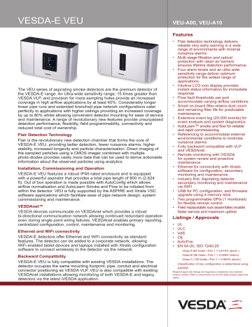 Notifier VESDA-E VEU Series Aspirating Smoke Detectors Data Sheet ...