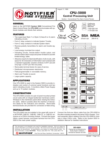 Notifier System 5000 Data Sheet | Manualzz
