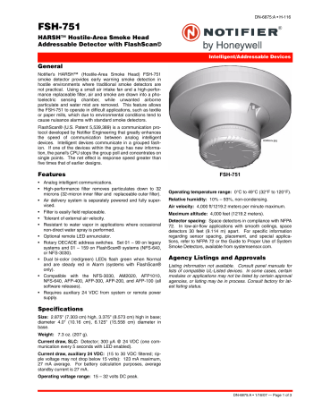 Notifier FSH-751 Data Sheet | Manualzz