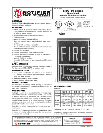 Notifier NBG-10 Series Data Sheet | Manualzz