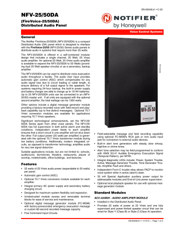 Notifier NFV-25/50DA Data Sheet | Manualzz