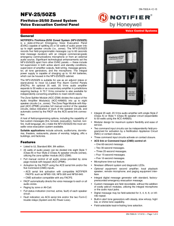 Notifier NFV-25/50ZS Data Sheet | Manualzz