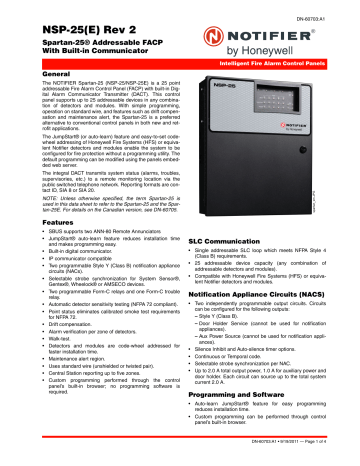 Notifier NSP-25 Data Sheet | Manualzz