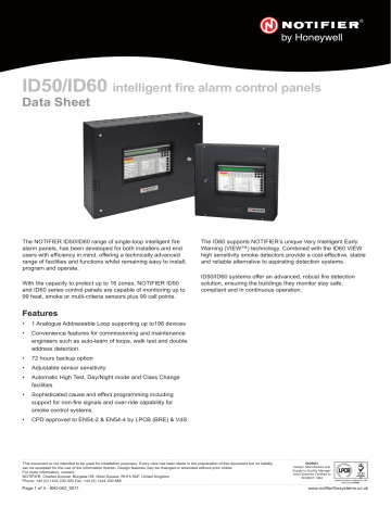 Notifier 020-599-009 Data Sheet | Manualzz