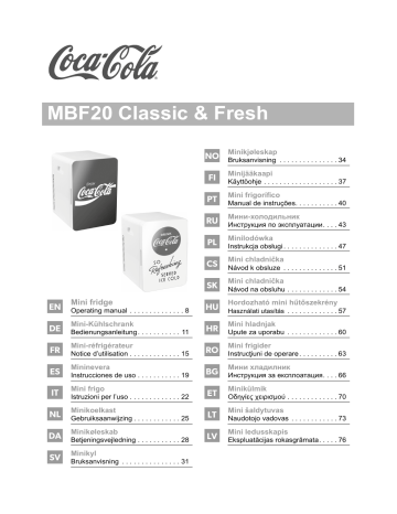 Dometic Coca Cola MBF20 Classic, MBF20 Fresh Mode d'emploi | Manualzz