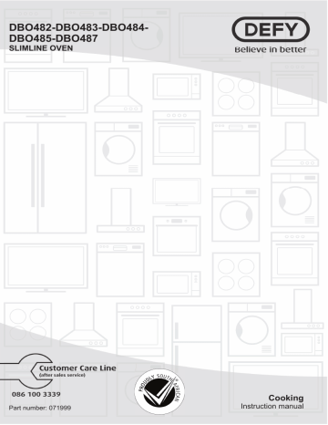 Defy DBO482 Slimline Glass Undercounter Oven Product Manual | Manualzz