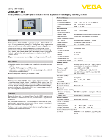 Vega VEGAMET 861 Robust controller and display instrument for level ...