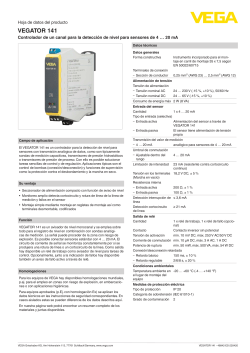Vega VEGATOR 141 - Operating instructions, Specification | manualzz.com