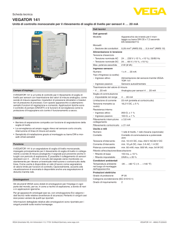 Vega VEGATOR 141 Single-channel controller for level detection ...