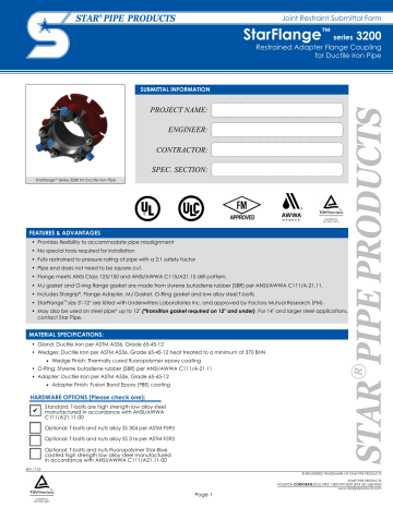 Star Pipe Products RAC3220 Series 3200 20 in. Ductile Iron Restrained ...