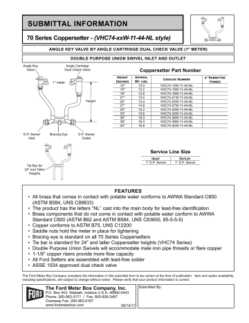 Ford Meter Box VHC74-18W-11-44-NL 1 in. D P Swivel Brass and Copper ...