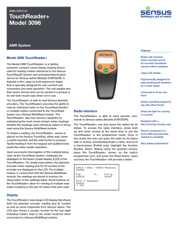 Sensus 3096 140 Degree F Sensus Visual Display Specification | Manualzz