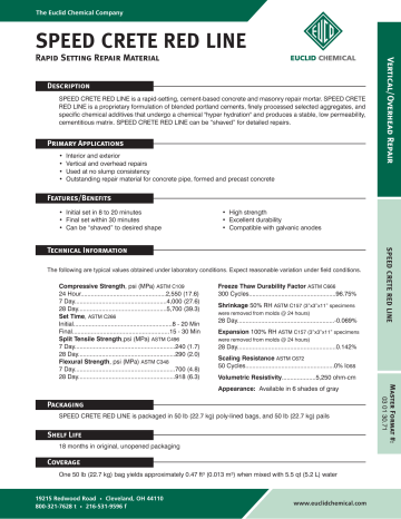 Euclid Chemical Company TR5101650 50 lb. Speed Crete Red Line ...