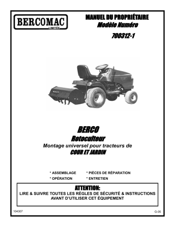Bercomac 700312-1 30" Rotary Tiller Owner's Manual | Manualzz