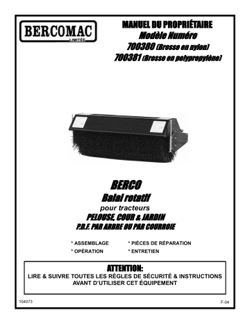 Bercomac 700380 48'' Nylon Rotary Broom Owner's Manual | Manualzz