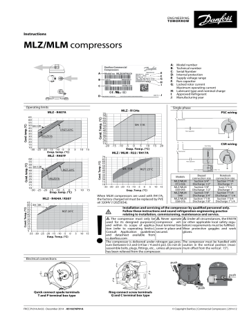 Danfoss MLM038 MLM/MLZ compressors Installation Guide | Manualzz
