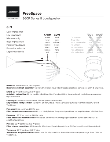 Bose Professional FreeSpace 360P Series II Brugermanual | Manualzz