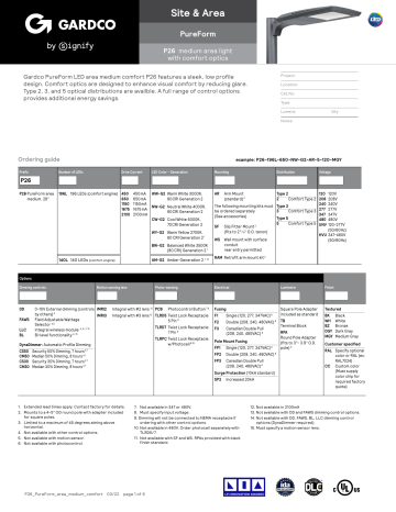 Gardco PureForm P26 Area Medium Comfort Specifications | Manualzz