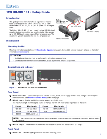 Extron 12G HD-SDI 101 Setup Guide | Manualzz