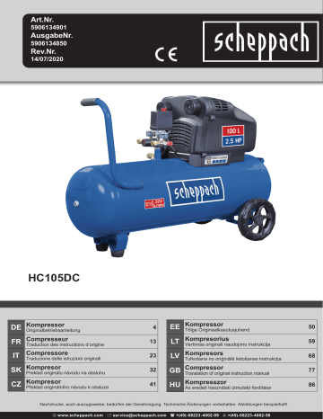 Scheppach Kompressor HC105DC Mode d'emploi | Manualzz
