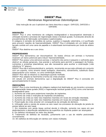 Dentsply Sirona OSSIX PLUS Instruções de operação | Manualzz