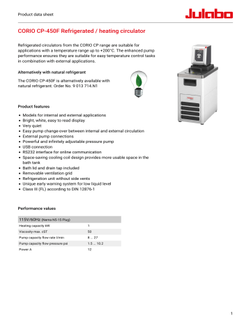 Julabo CORIO CP-450F Data Sheet | Manualzz