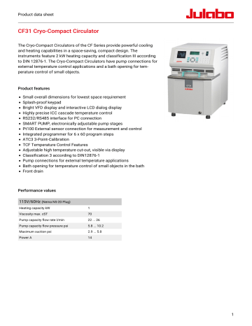 Julabo CF31 Data Sheet | Manualzz