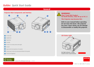 Barco Balder CinemaScope Quick Start Guide | Manualzz