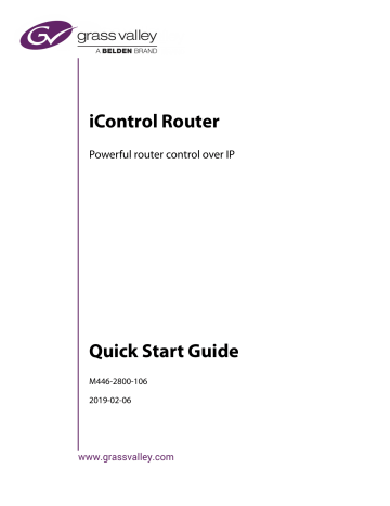 Grass Valley iControl Router Quick Start Guide | Manualzz