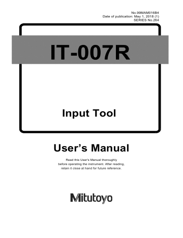 Mitutoyo 264-007 Digimatic Interface Input Tool RS-232C Instructions ...