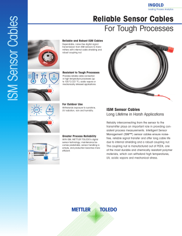 Mettler Toledo ISM Sensor Cables Datasheet | Manualzz