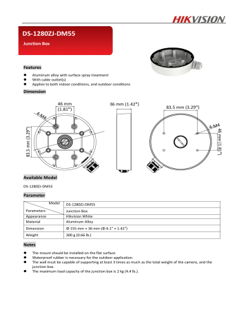 Hikvision DS-1280ZJ-DM55 CCTV Accessory Data Sheet | Manualzz