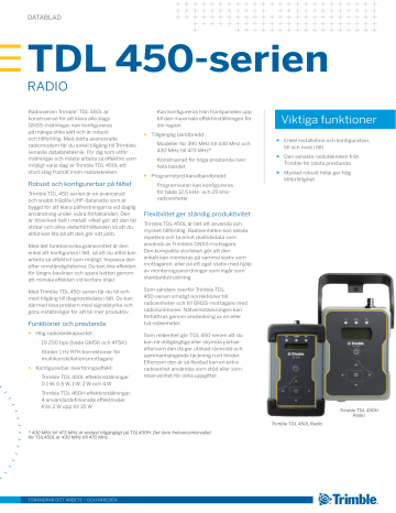 TRIMBLE TDL 450 series radios Datablad | Manualzz