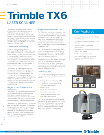 Trimble TX6 Laser Scanner Datasheet | Manualzz
