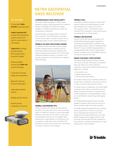 Trimble NetR9 GNSS Geospatial Receiver Datasheet | Manualzz