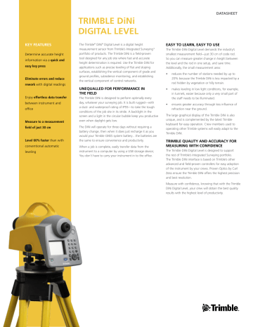 Trimble DiNi Digital Level Datasheet | Manualzz
