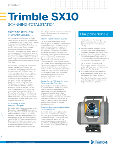 TRIMBLE SX10 Scanning Total Station Datenblatt | Manualzz