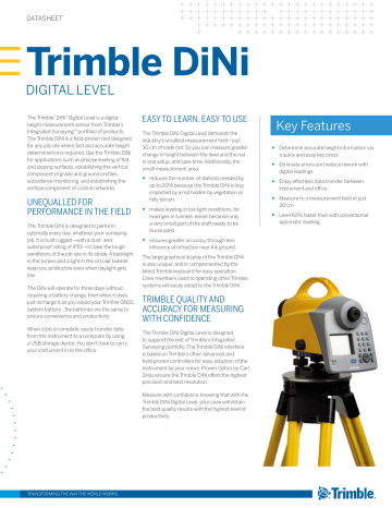 Trimble DiNi Digital Level Datasheet | Manualzz