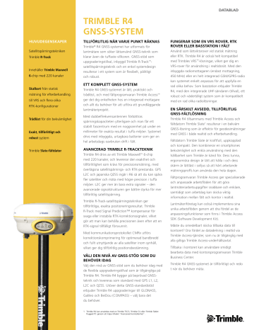 TRIMBLE R4 GNSS Datablad | Manualzz