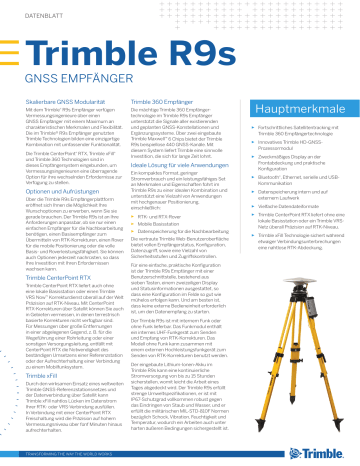 TRIMBLE R9s GNSS Receiver Datenblatt | Manualzz