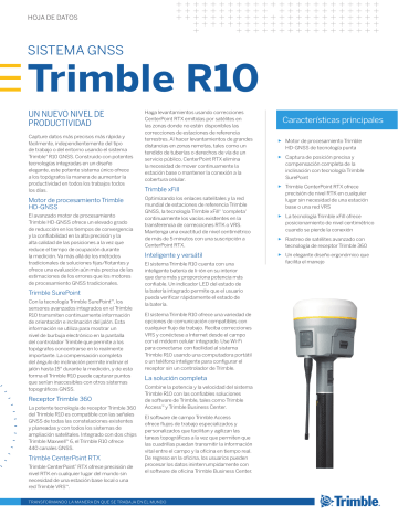 TRIMBLE R10 GNSS Ficha de datos | Manualzz