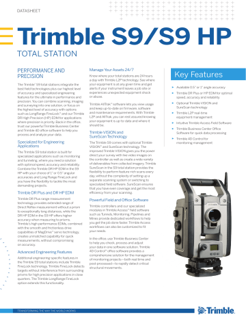 Trimble S9 S9HP Total Station Datasheet | Manualzz