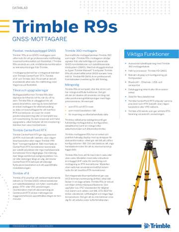 TRIMBLE R9s GNSS Receiver Datablad | Manualzz