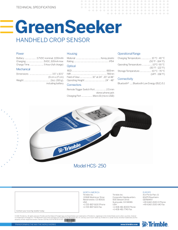 Trimble GreenSeeker Handheld Crop Sensor User Guide | Manualzz