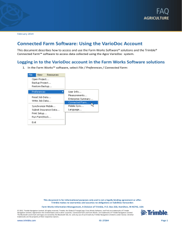 Trimble Connected Farm,Farm Works Information Management User Guide ...