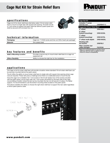 Panduit CNSRBKIT-C Anchor Kit Specification Sheets | Manualzz
