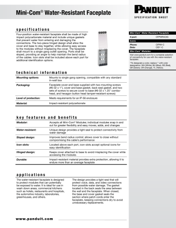 Panduit CFPWR4CIG Faceplate Specification Sheets | Manualzz