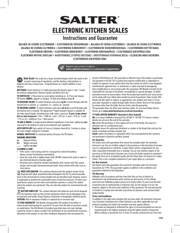 Salter Electronic Kitchen Scales instruction manual | Manualzz